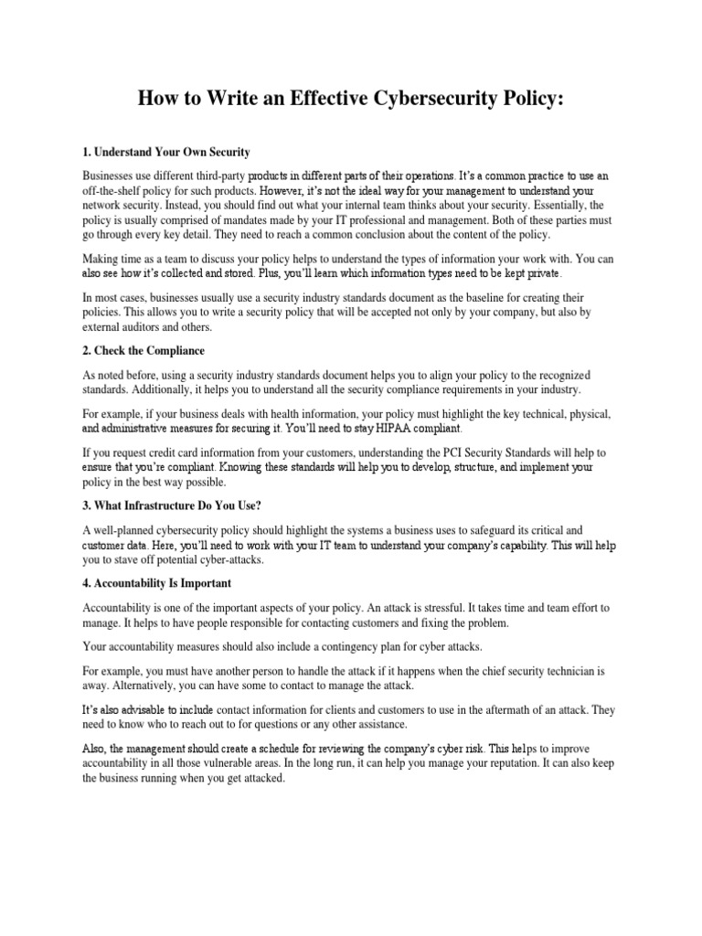 How To Write An Effective Cybersecurity Policy | PDF | Computer ...