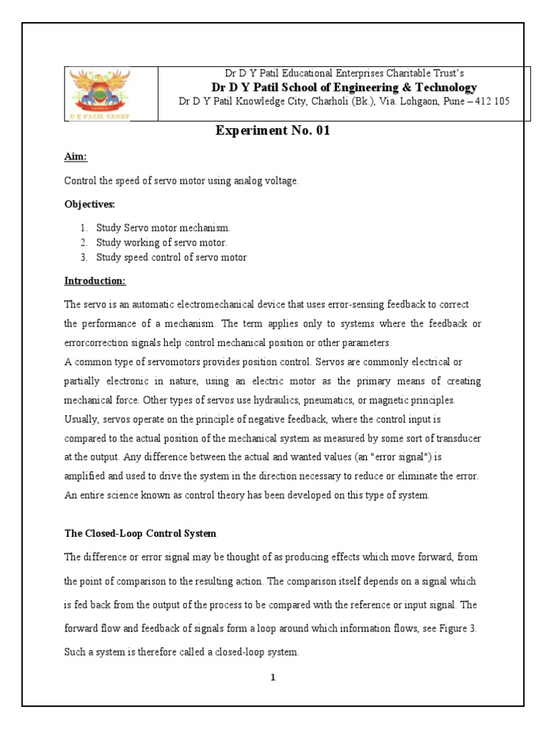 Experiment No. 01: DR D Y Patil School of Engineering & Technology ...