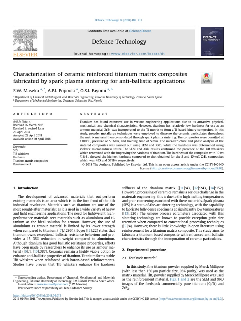Characterization of Ceramic Reinforced Titanium Matrix Composites ...