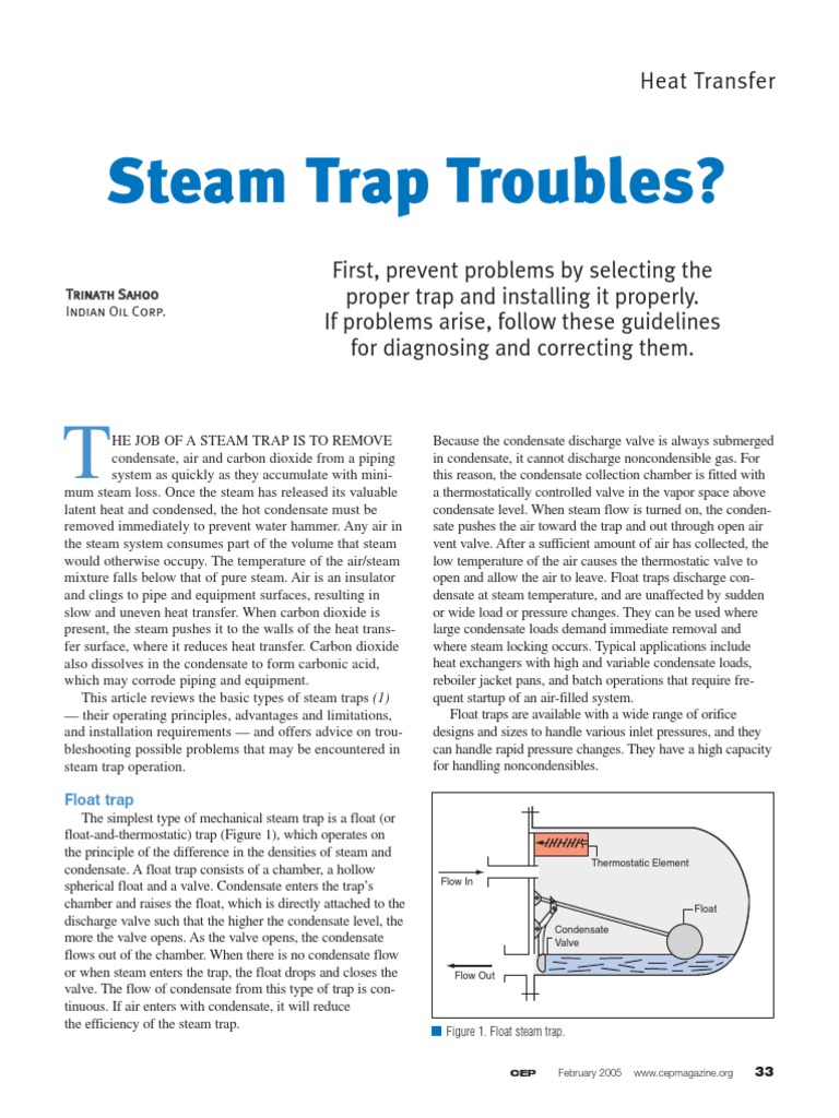 Heat Transfer: Understanding Steam Trap Operation | PDF | Steam | Valve
