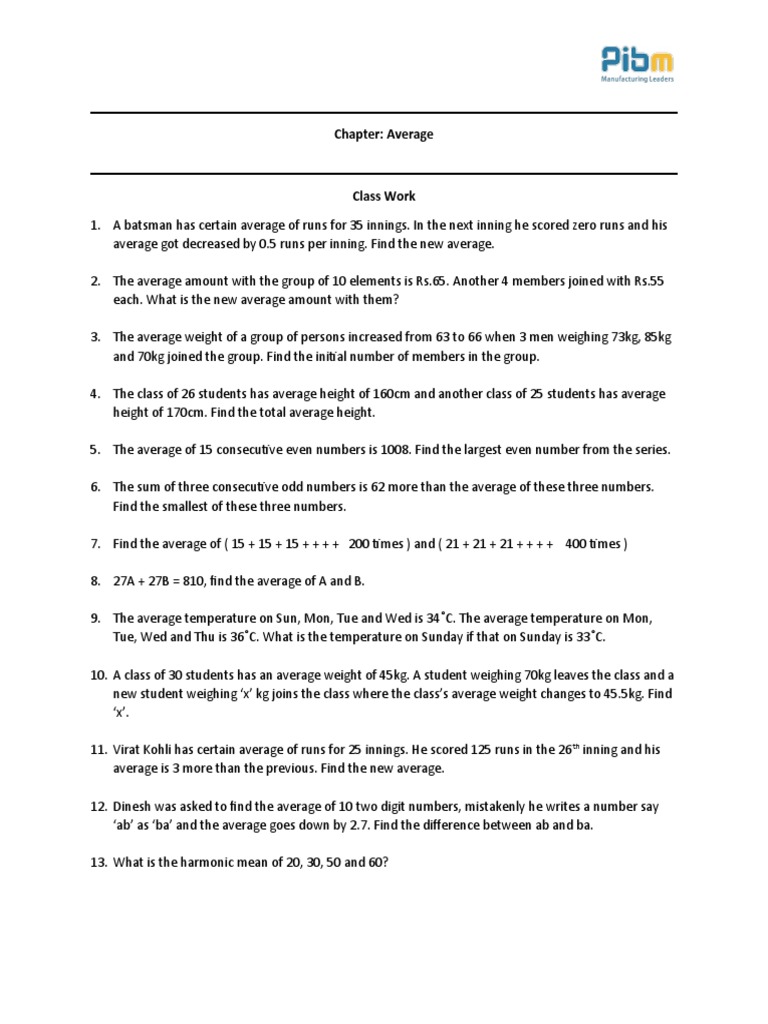 Chapter: Average | PDF | Average | Teaching Mathematics