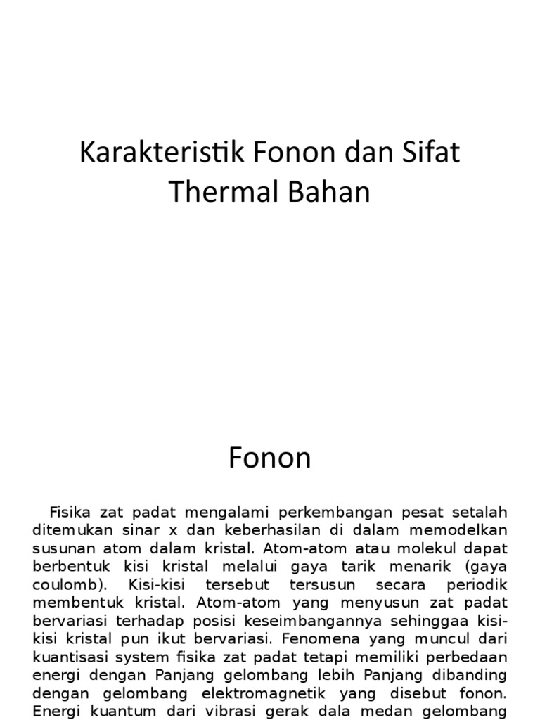 Karateristik Fonon Dan Sifat Termal Bahan | PDF