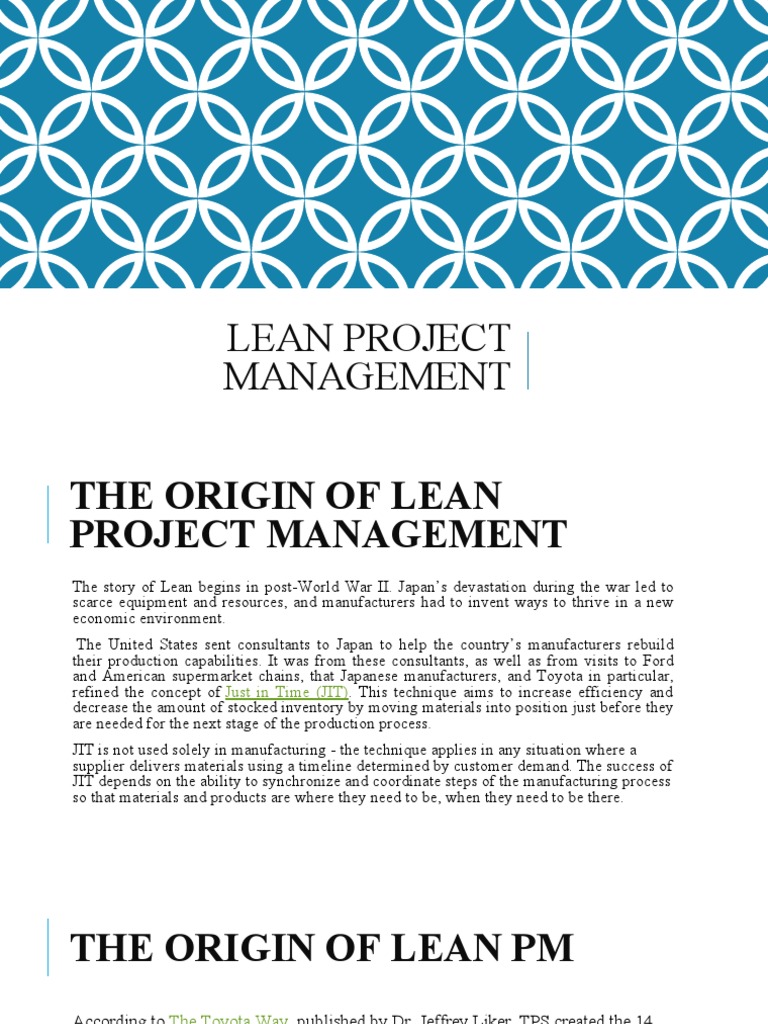 Lean Project Management Principles | PDF | Lean Manufacturing | Project ...