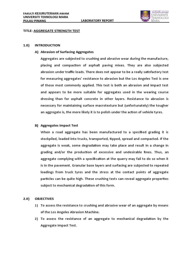Aggregate Strength Test | PDF | Wear | Construction Aggregate