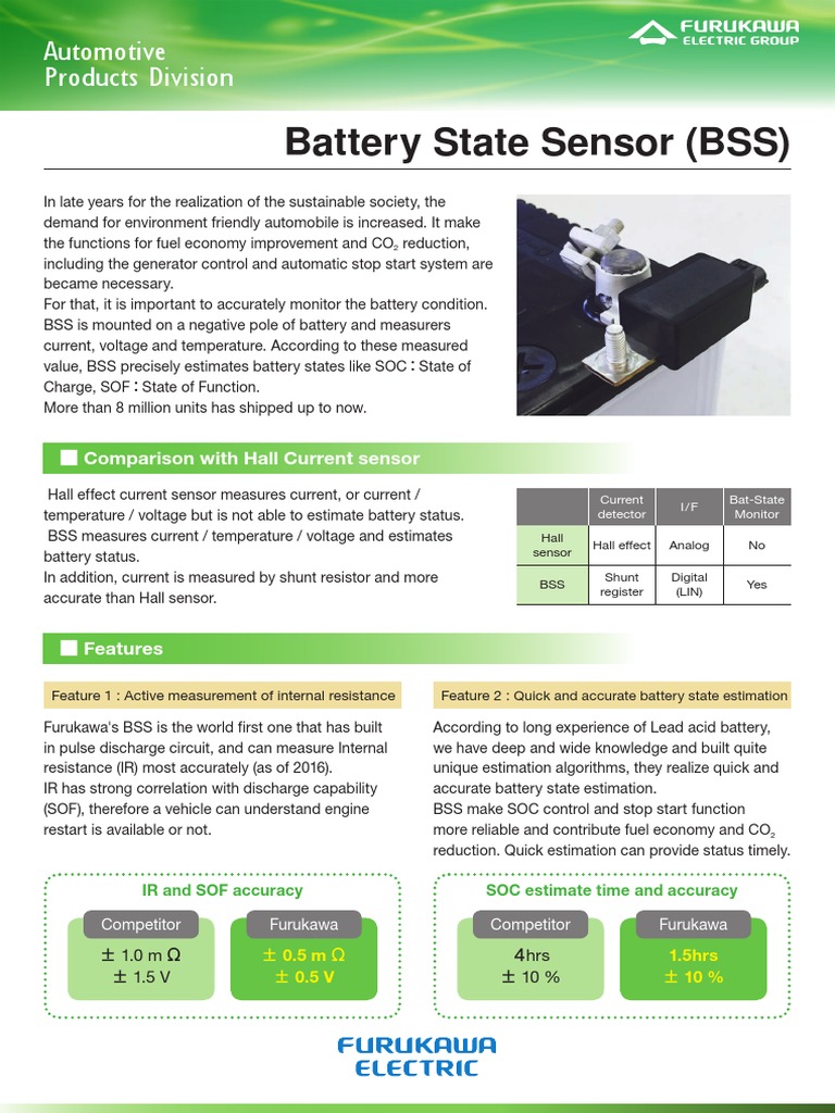 Battery State Sensor (BSS) : Automotive Products Division | PDF ...