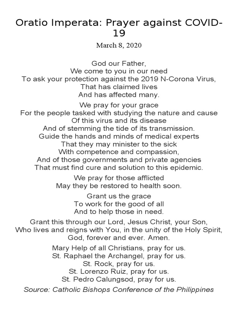 Oratio Imperata | PDF | Prayer | Religious Behaviour And Experience
