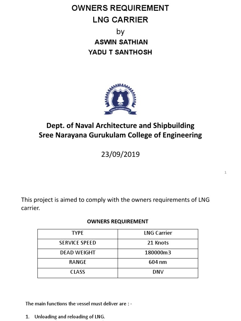 LNG Carrier Specifications and Requirements | PDF | Liquefied Natural ...
