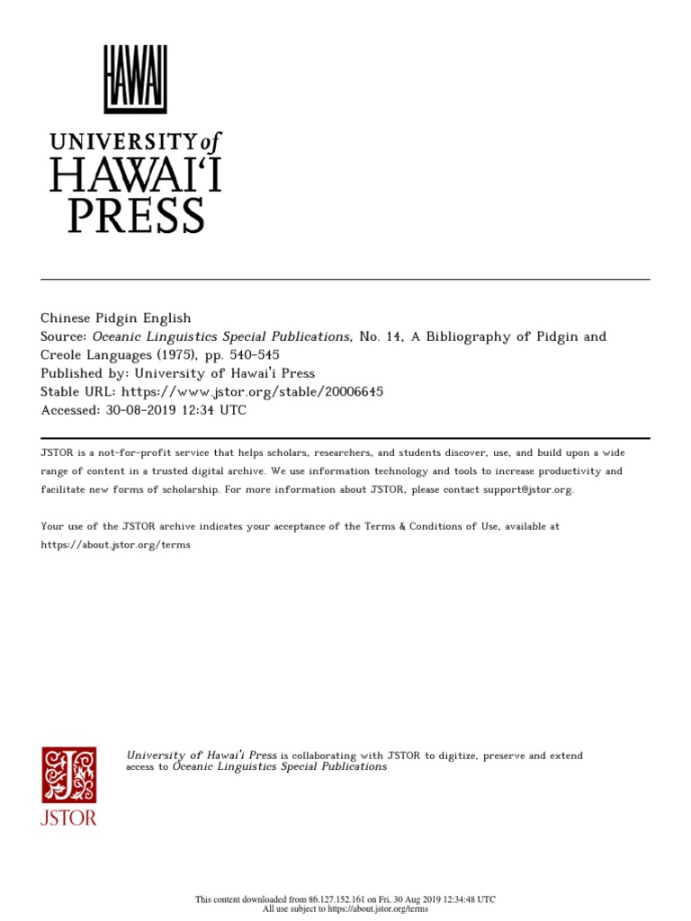Chinese Pidgin English - Bibliography PDF | PDF | Human Communication ...