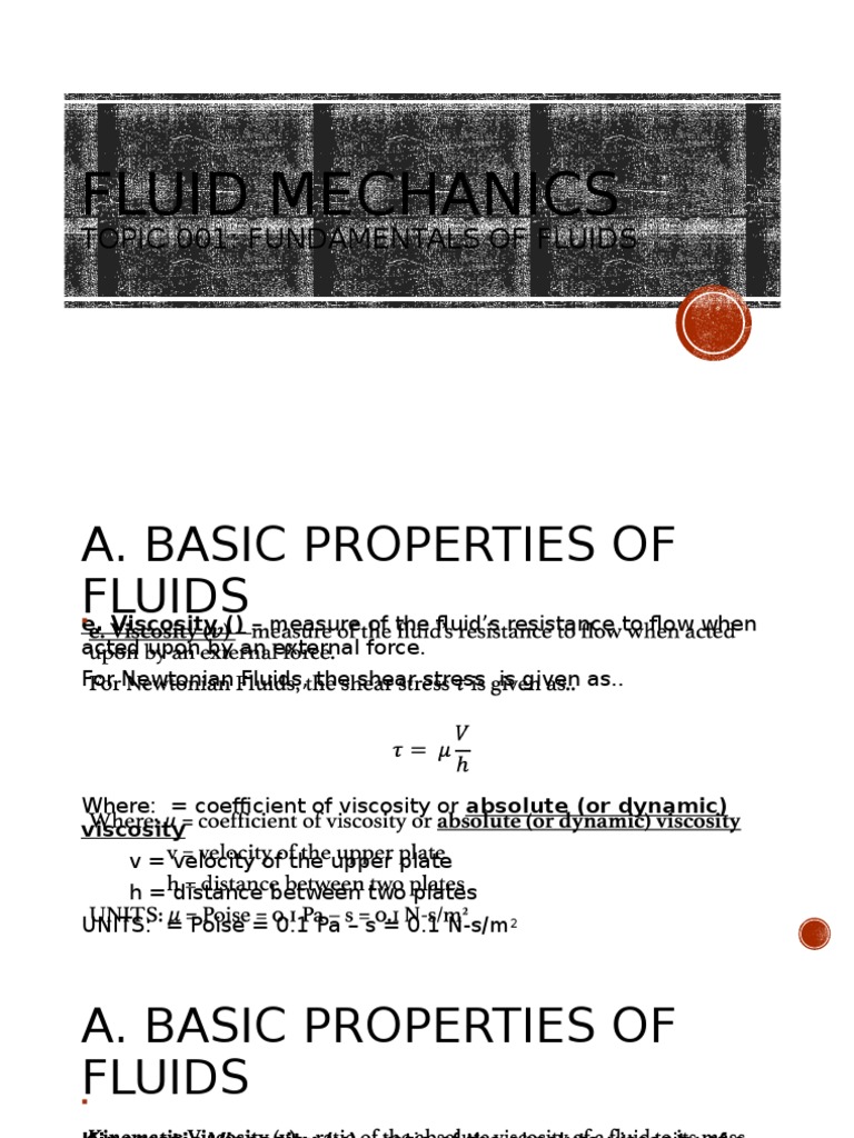 Fluid Mechanics: Topic 001: Fundamentals of Fluids | PDF | Drop (Liquid ...