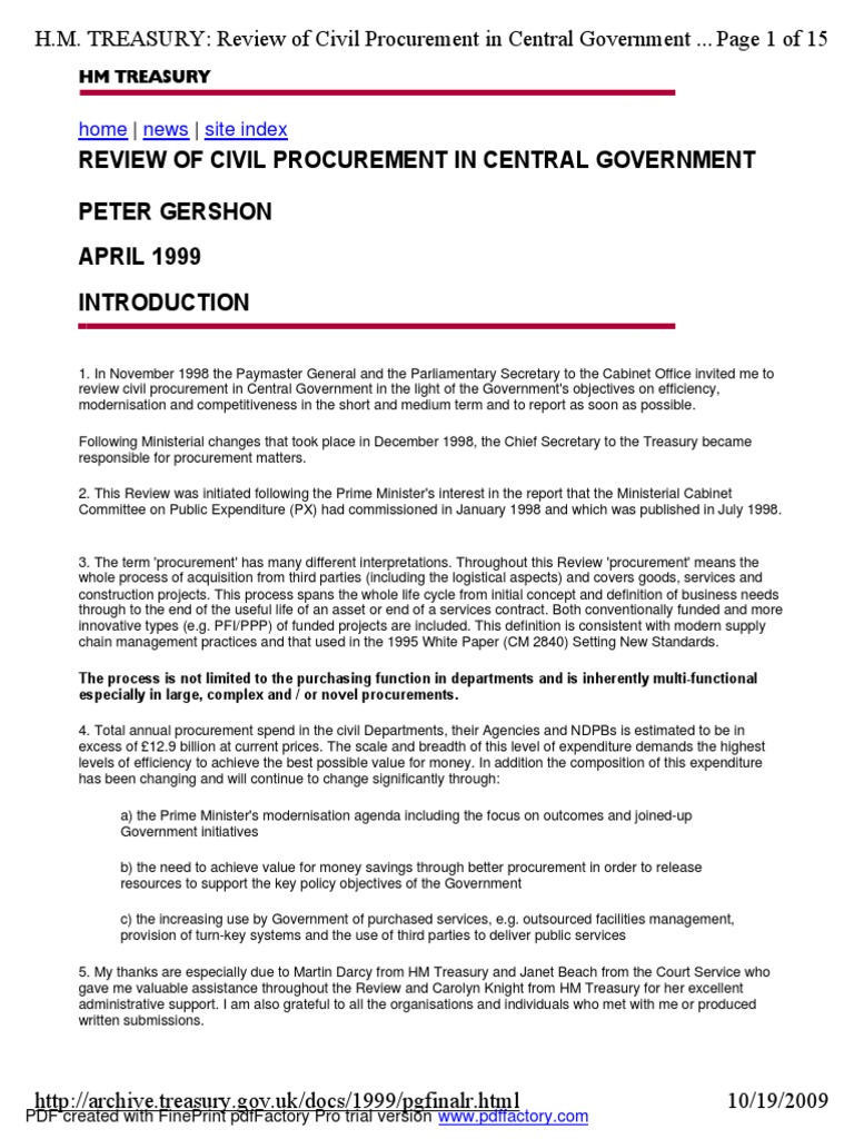Review of Civil Procurement in Central Government | PDF | Procurement ...
