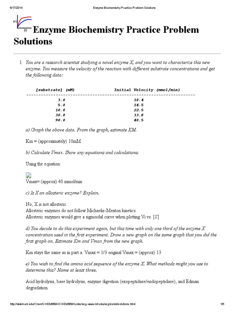 Enzyme Biochemistry Practice | PDF | Enzyme | Enzyme Inhibitor