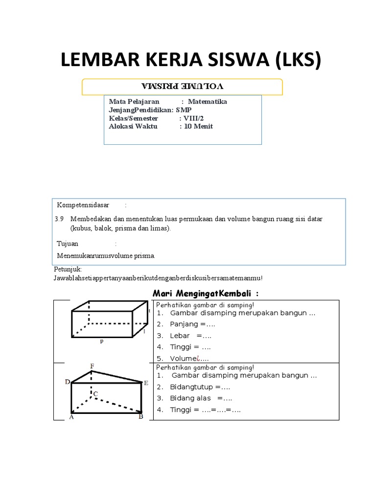 LKS-5 Volume Prisma | PDF