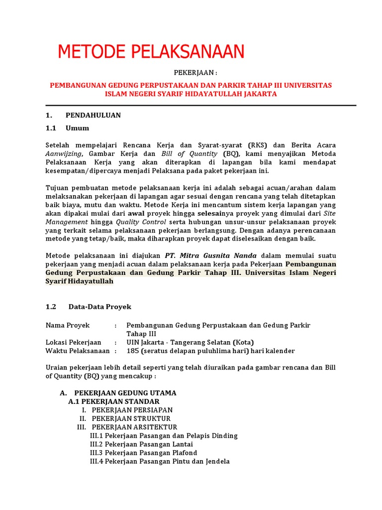 Metode Pelaksanaan | PDF | Seni | Komputer