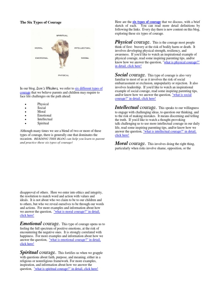 Six Types of Courage Explained | PDF | Courage | Parenting