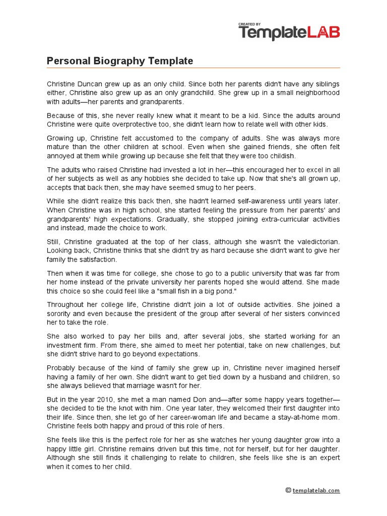 Personal Biography Template | PDF | Family | Society