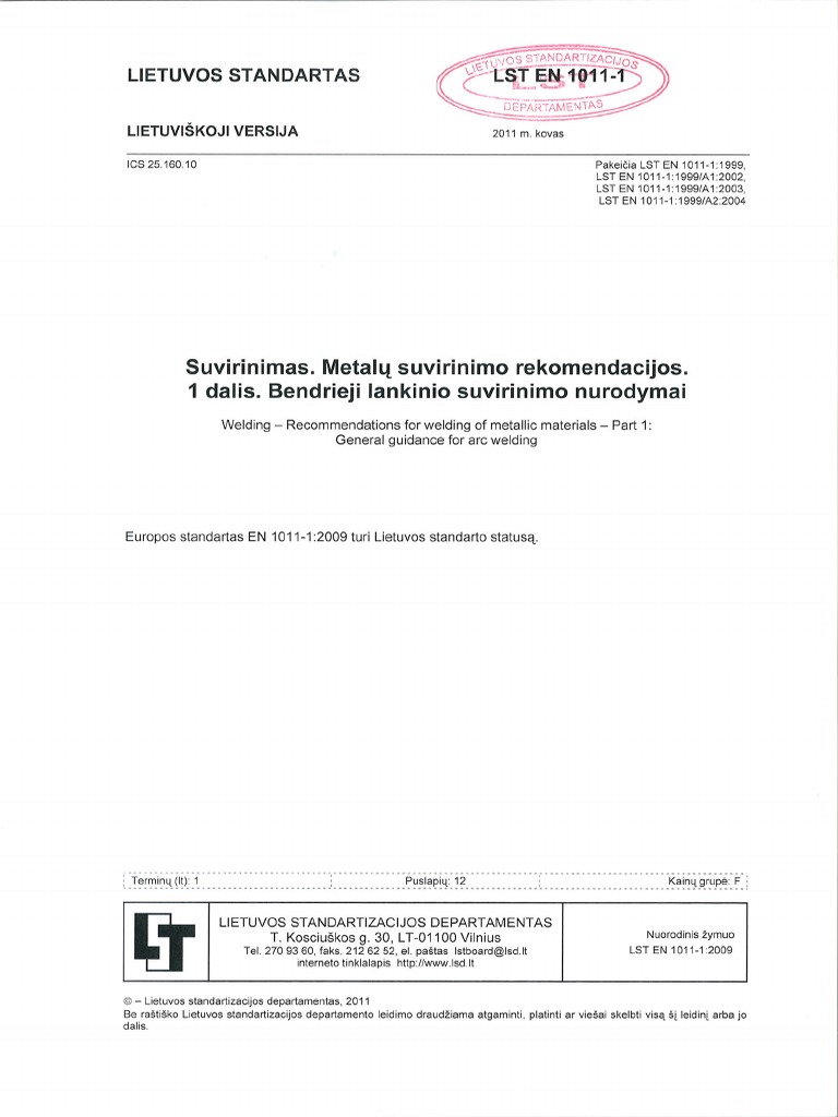 LST en Iso 1011-1 2009 | PDF