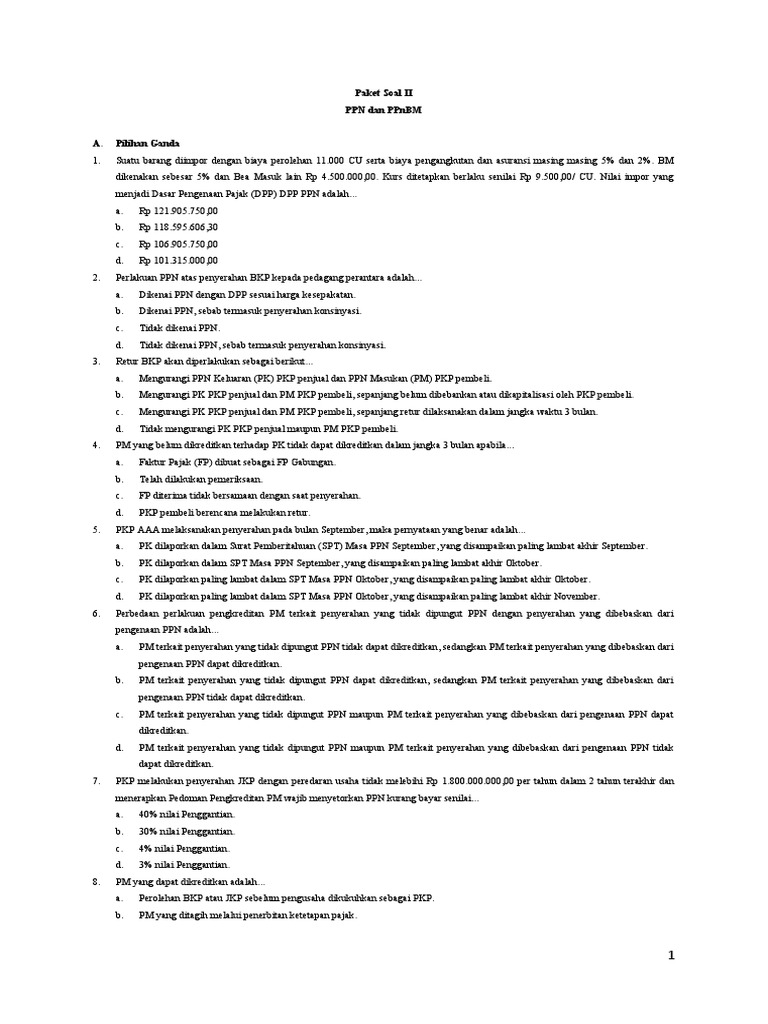 (Soal) PPN Dan PPnBM.1 | PDF