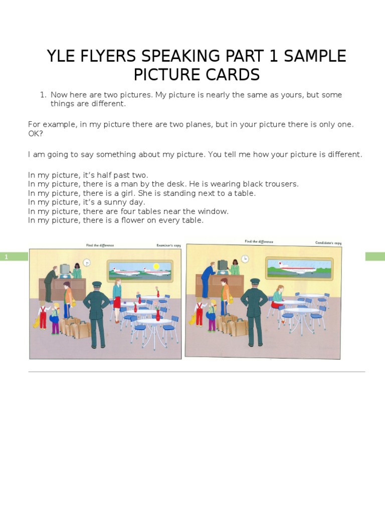 Yle Flyers Speaking Part 1 Sample Picture Cards | PDF | Clothing | Leisure