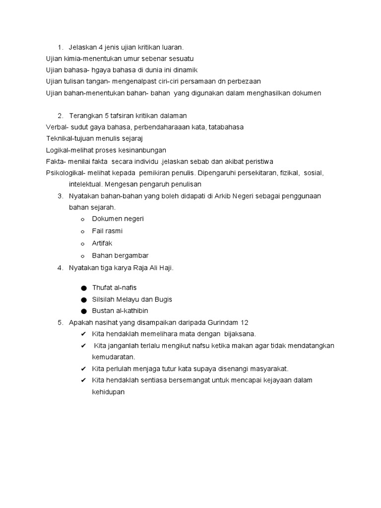Jelaskan 4 Jenis Ujian Kritikan Dalaman | PDF