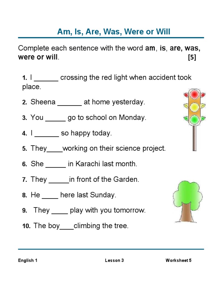 Lesson-3 Grade-1 Use of IS, AM, ARE, WAS, WERE, and WILL | PDF
