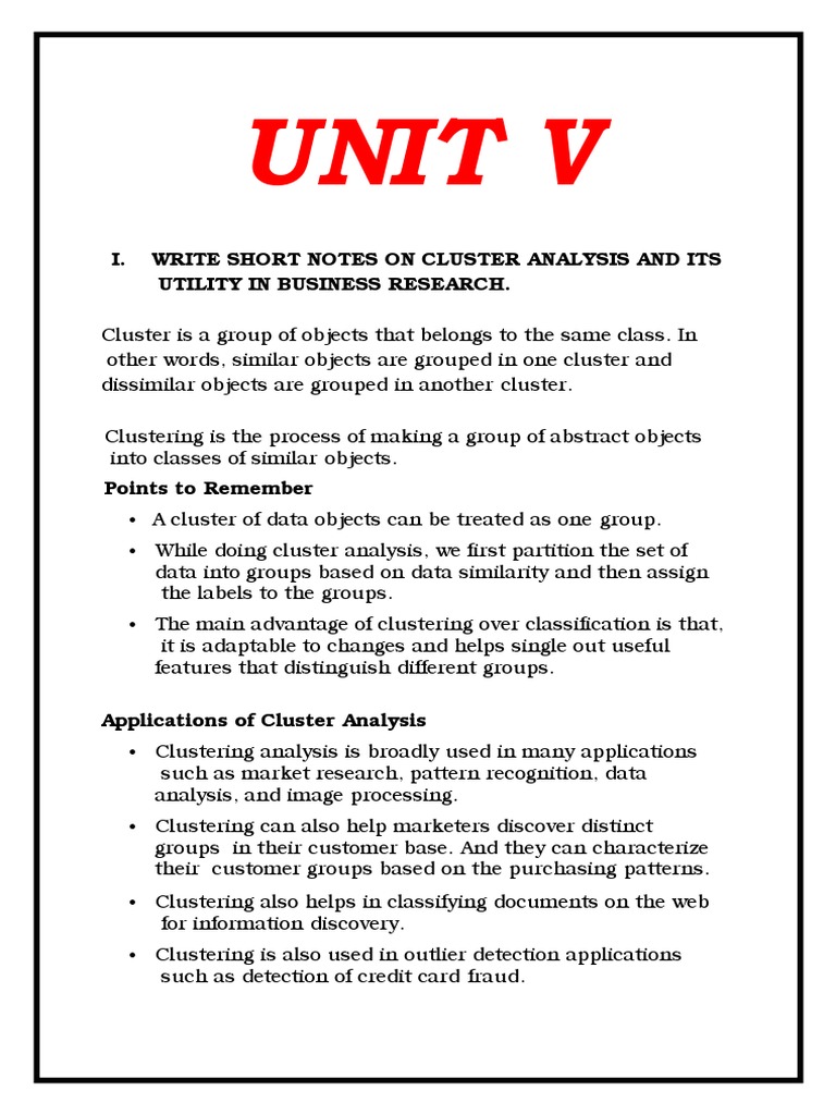 Unit V Cluster Analysis | PDF | Cluster Analysis | Data