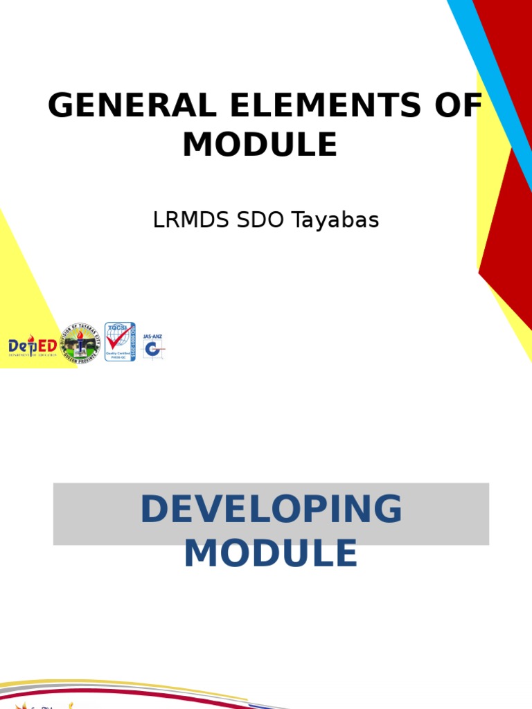 General Elements Of: LRMDS SDO Tayabas | PDF | Learning | Communication