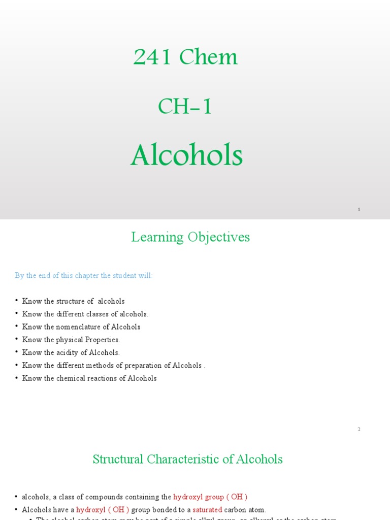241 Chem CH-1: Alcohols | PDF | Alcohol | Ester