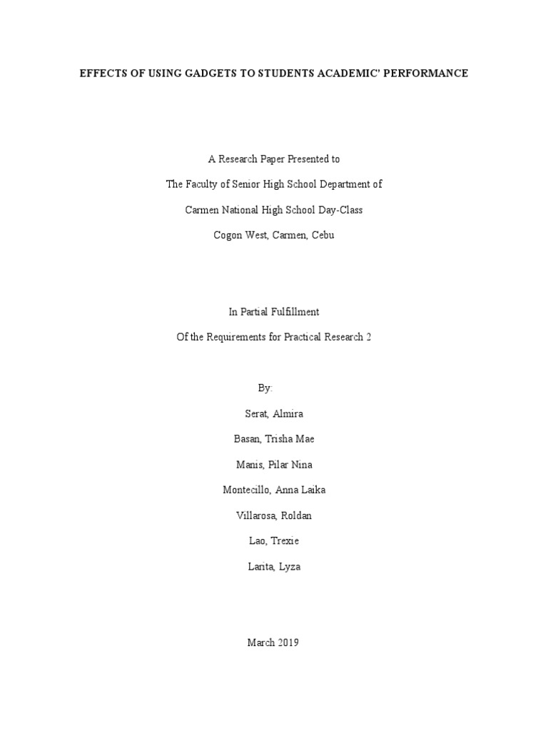 Impact of Gadgets on Student Performance | PDF | Intention | Survey ...