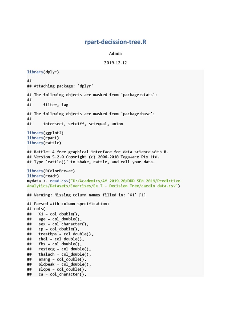 Ex 10 - Decision Tree With Rpart and Fancy Plot and Cardio Data | PDF ...