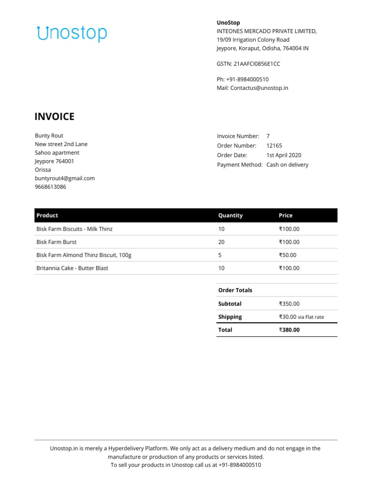 Invoice: Product Quantity Price | PDF