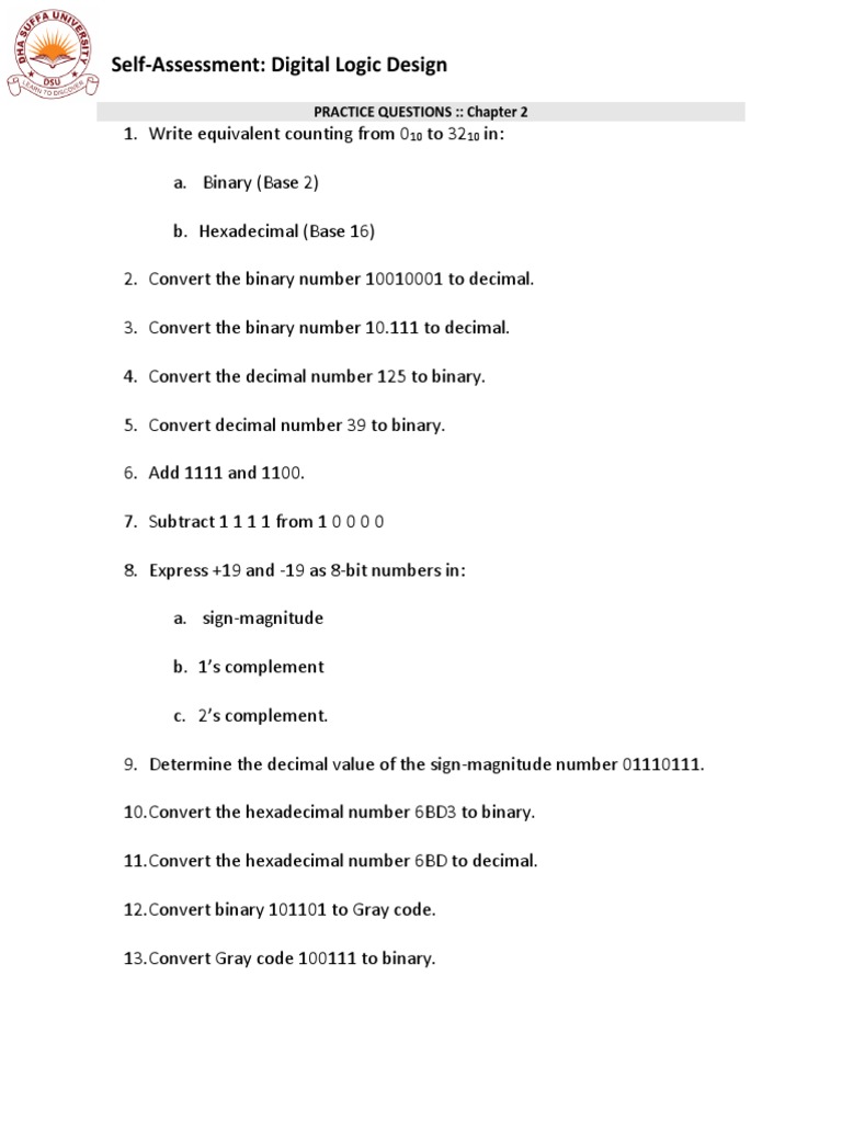 Digital Logic Design Practice Questions | PDF | Teaching Methods ...