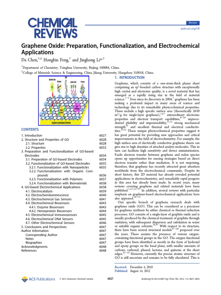 Graphene Oxide Preparation Functionalization and Electrochemical ...