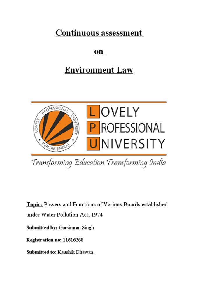Environment Law Assignment | PDF | Water Pollution | Sewage