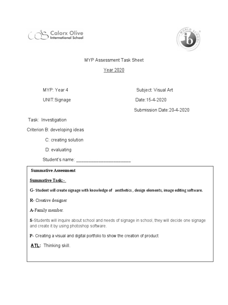 Summative Assessment Summative Task:-G - R - Creative Designer A-Family ...