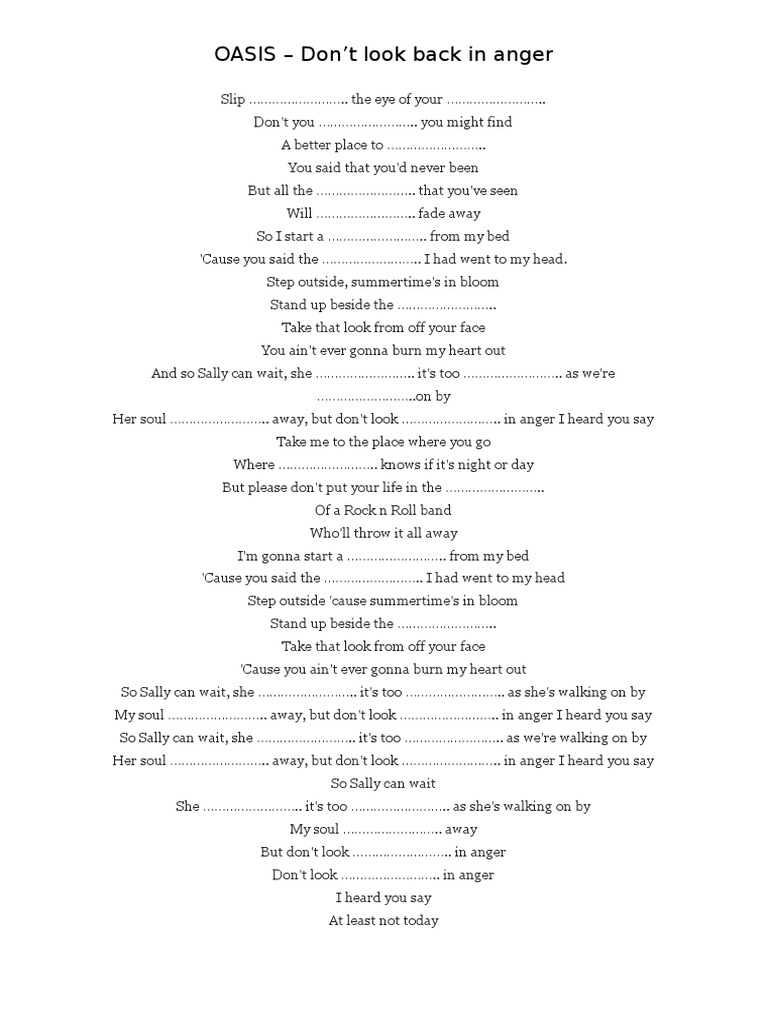 Dont Look Back in Anger | PDF