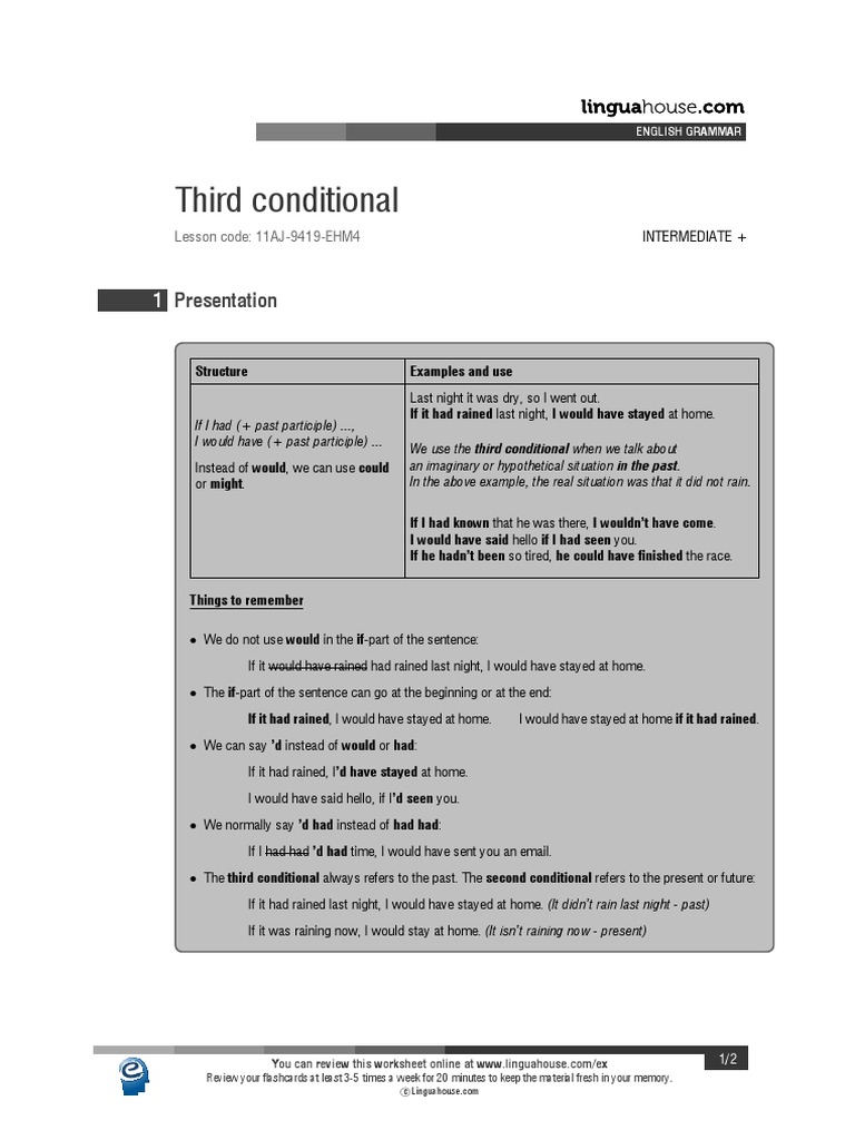 Third Conditional PDF | PDF | Grammar