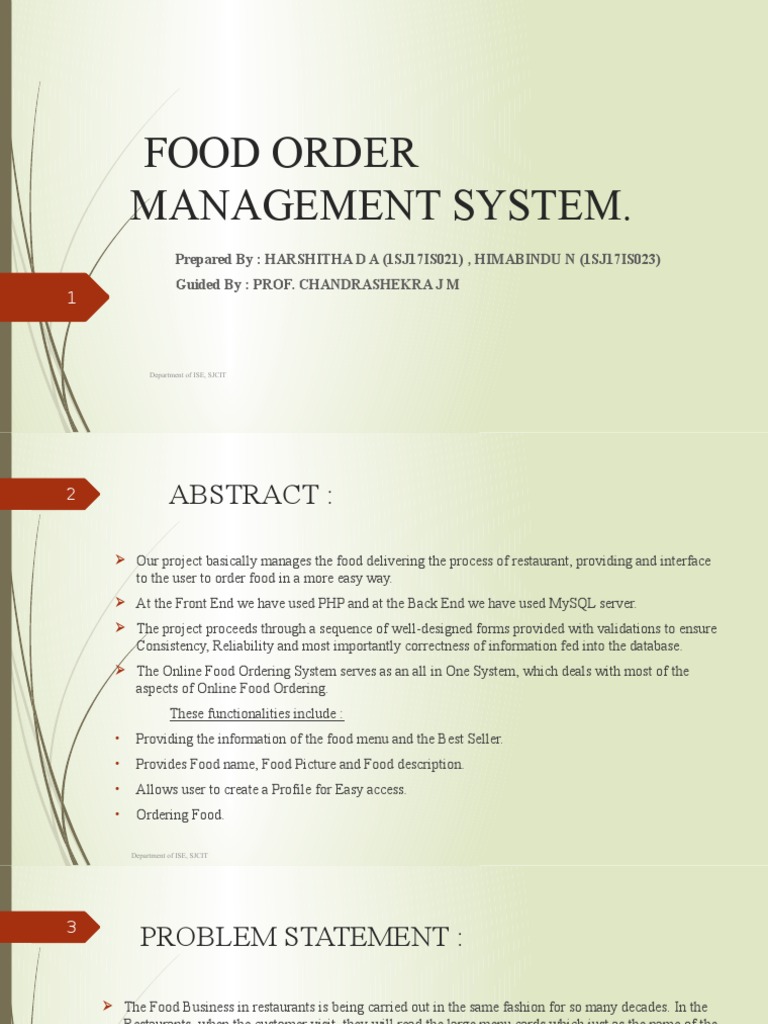 Food Order Management System | PDF | Operating System | Menu