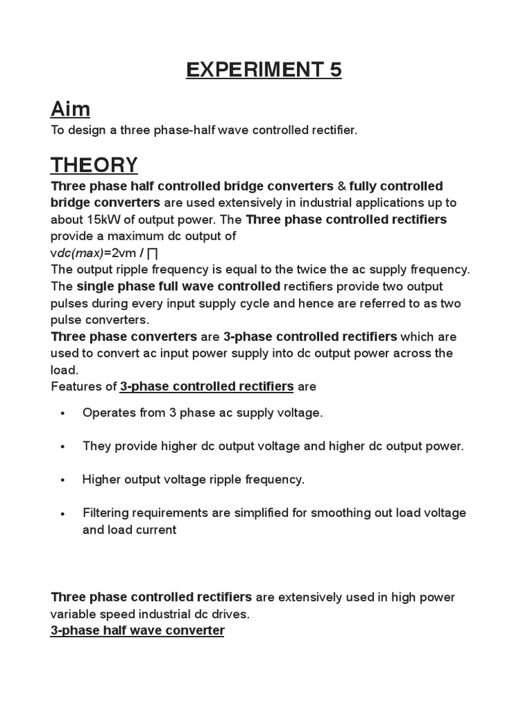 Experiment 5 Aim Theory | PDF | Rectifier | Power (Physics)