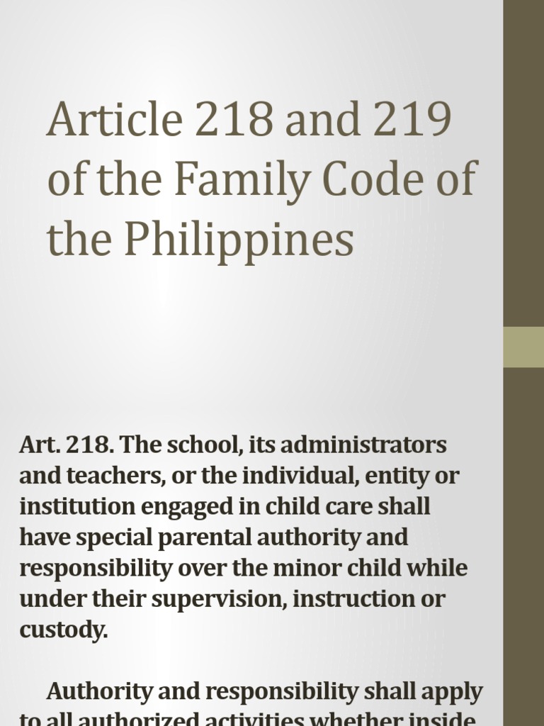 Article 218 and 219 of The Family Code | PDF