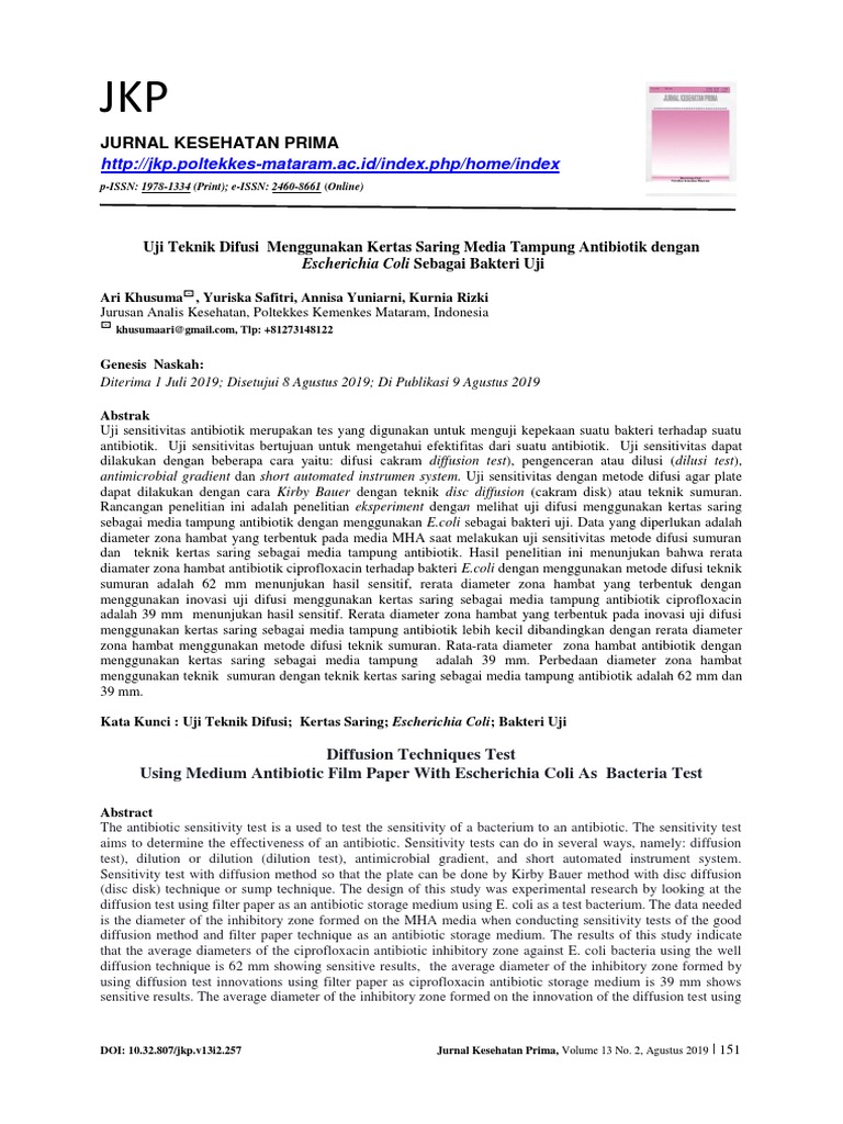Uji Difusi Antibiotik dengan E. coli | PDF