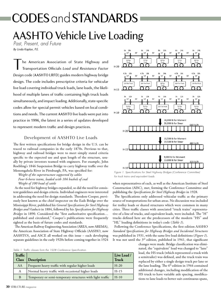 Codes Standards: AASHTO Vehicle Live Loading | PDF | Bridge | Traffic