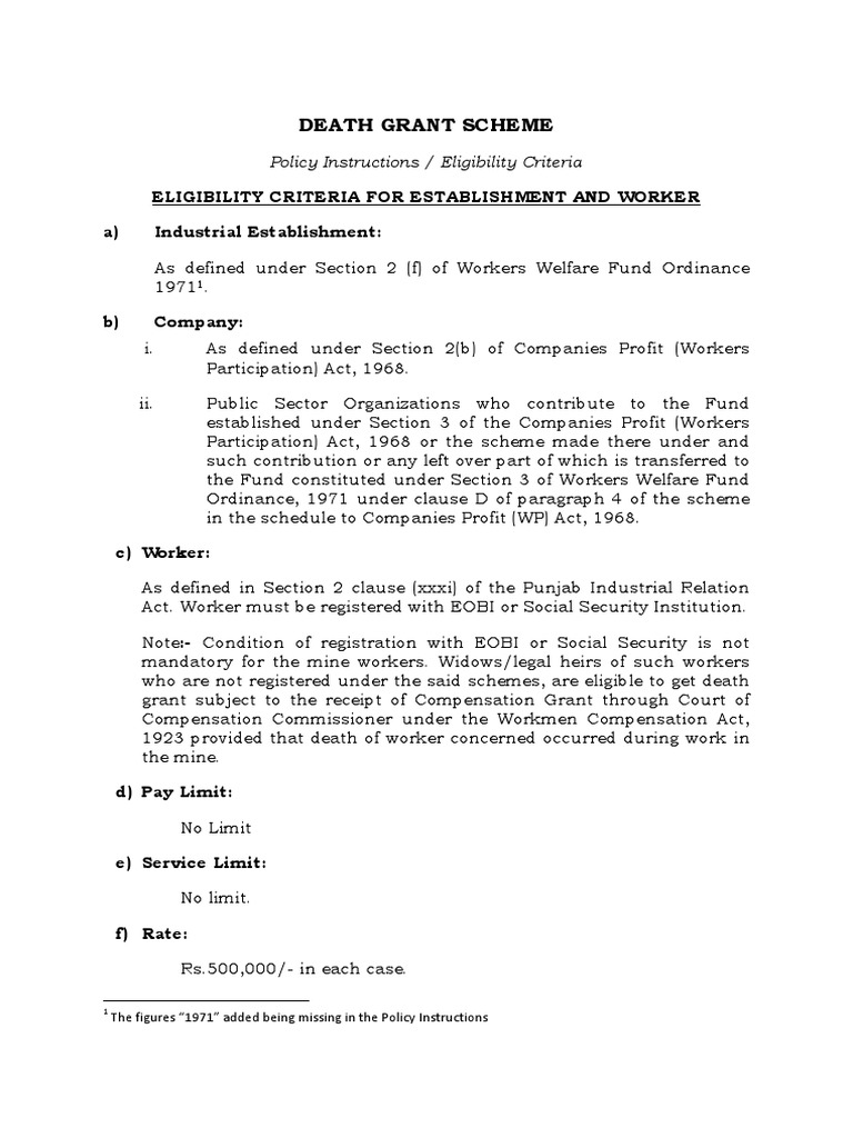 Death Grant Scheme PDF | PDF | Welfare | Government