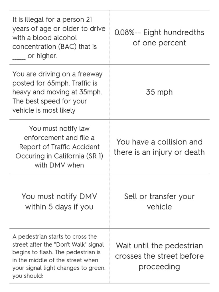California Drivers Test Study Guide | PDF | Traffic | Pedestrian Crossing