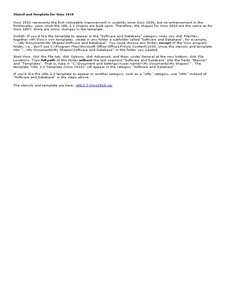 Visio Stencil and Template For UML 2 | PDF