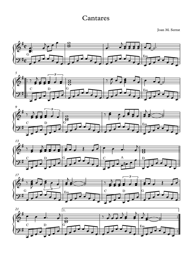 Cantares - Serrat - Partitura Completa | PDF | Théorie (échecs) | Échecs