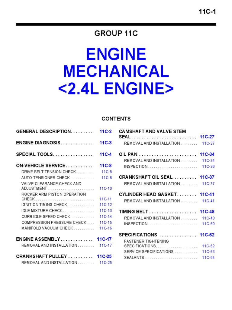 4G69 Engine Specifications and Service Guide | PDF | Cylinder (Engine ...