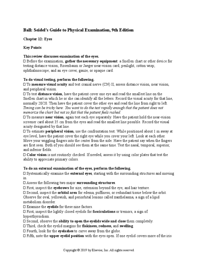 Ball: Seidel's Guide To Physical Examination, 9th Edition | PDF ...