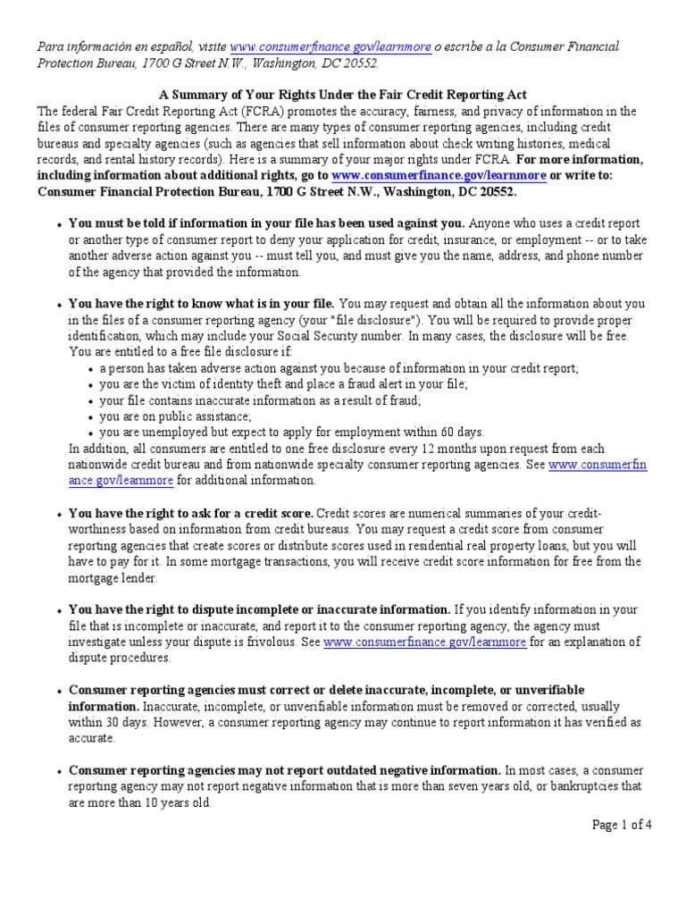 Your FCRA Rights Explained | PDF | Credit History | Credit Bureau