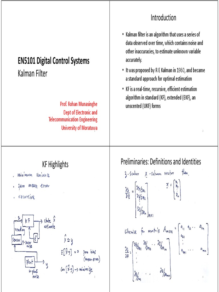 EN5101 Digital Control Systems: Kalman Filter | PDF | Kalman Filter ...