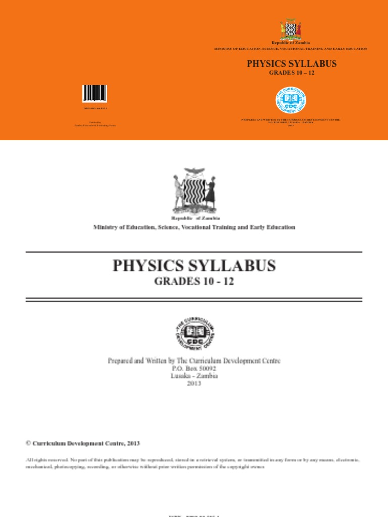 Physics Syllabus: GRADES 10 - 12 | PDF | Force | Euclidean Vector